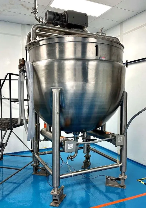 500 Gallon Sanitary, Self Contained Jacketed Mixing Kettle with Sweep ...