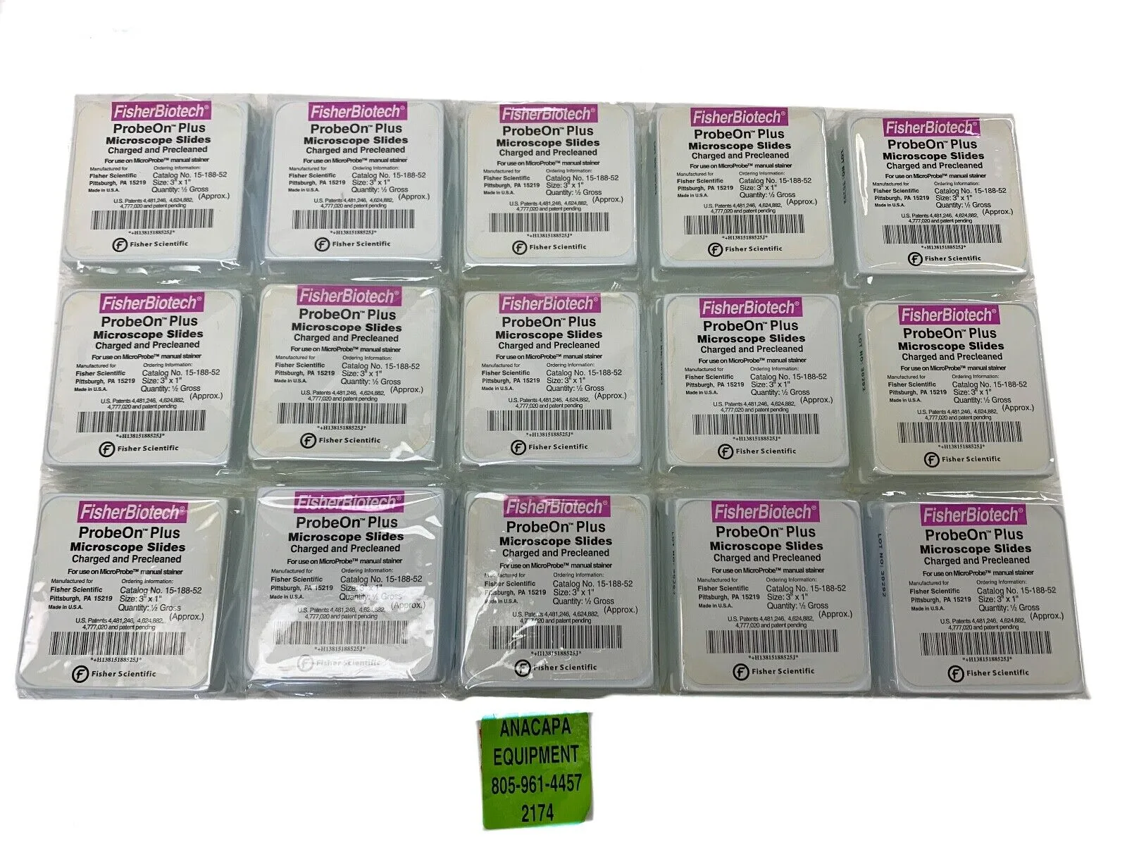 FisherBiotech 15-188-52 ProbeOn Plus Microscope Slides 3" x 1" Lot of ...