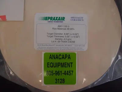 Praxair Ceramics Sputtering Target AM11122-3 99.99% 8"x0.25" (3128 ...