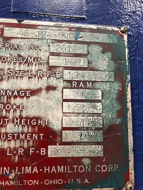 Used HAMILTON 4E-124-900 Straight Side Mechanical Stamping Presses 710 ...