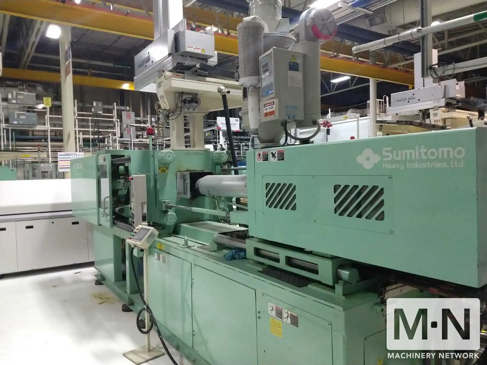 198 TON 8.7 OZ SUMITOMO MODEL SE180S INJECTION MOLDING MACHINE MFG 2001 ...