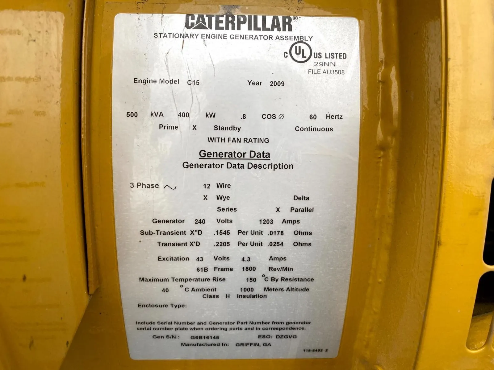 Caterpillar C15 - 400KW Tier 2 Diesel Generator Set | Power Generation ...