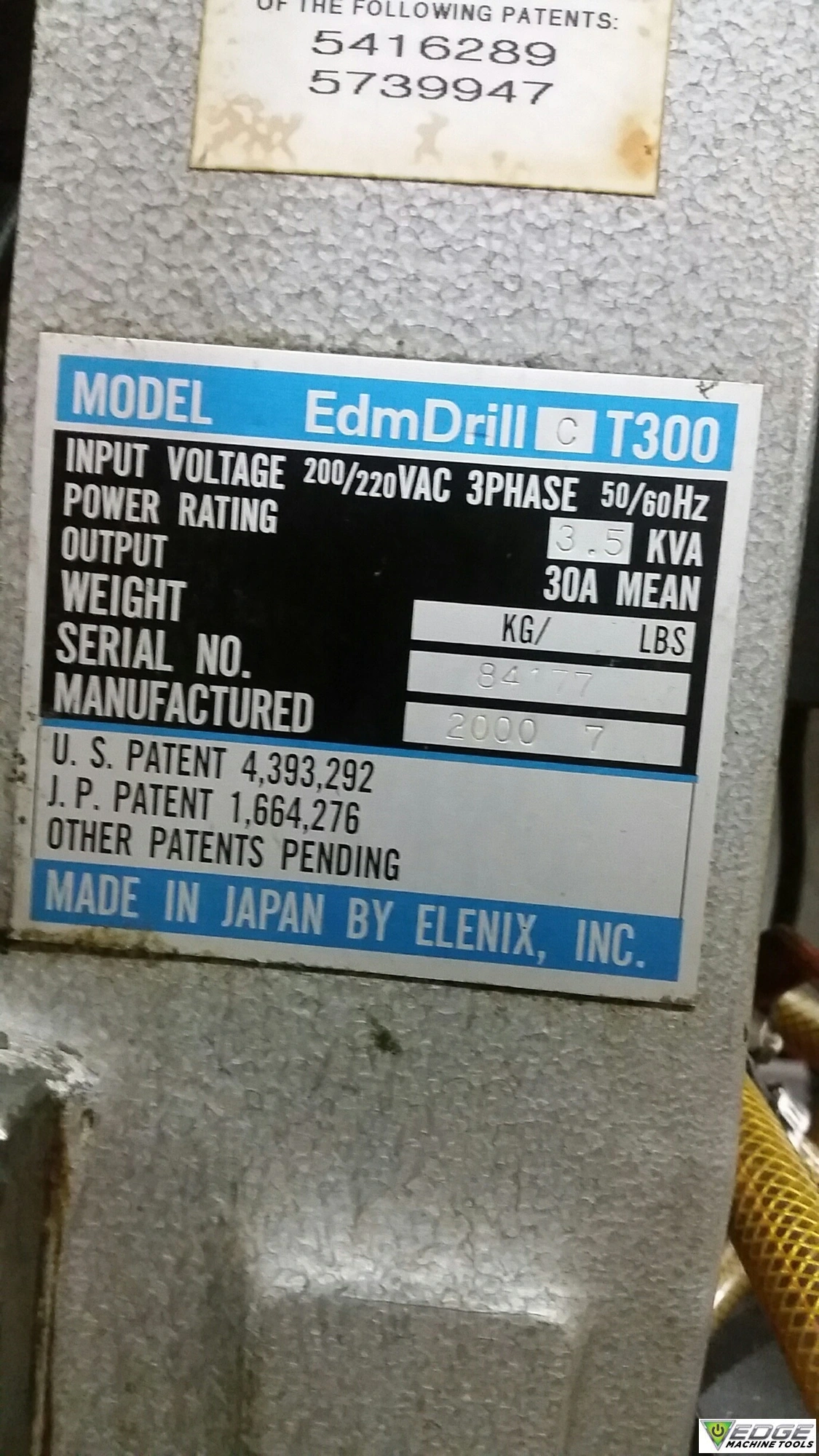 Used 2000 CURRENT EDM CT-300 EDM, EDM Hole Drill 11158 | Edge Machine ...