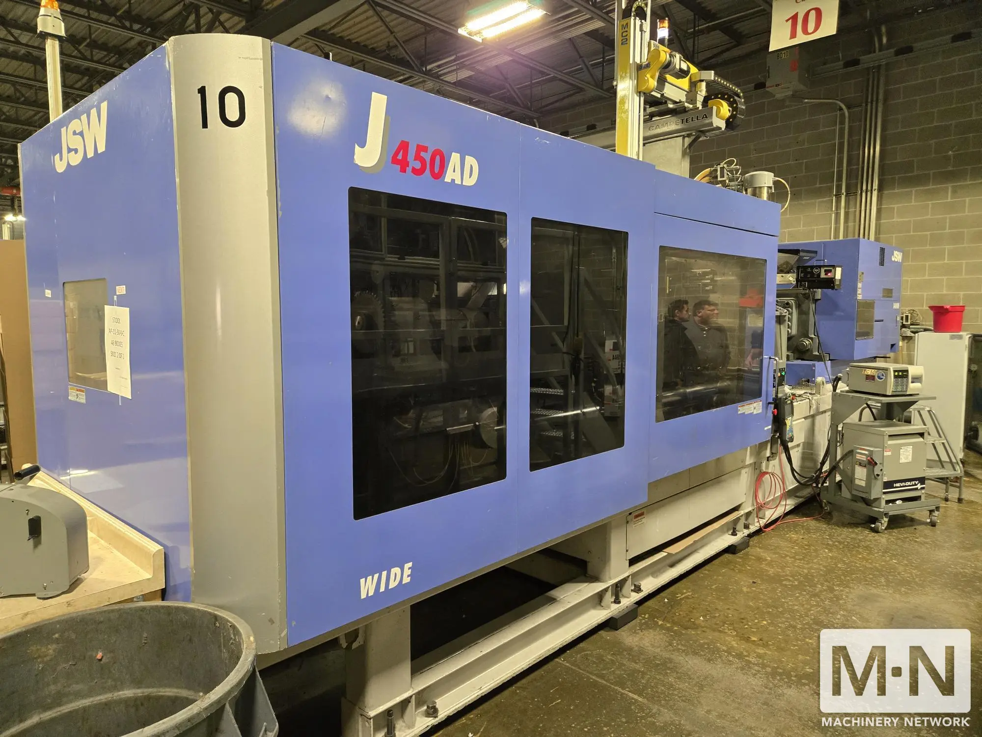 496 TON 43 OZ JSW MODEL J450AD-1400H ELECTRIC INJECTION MOLDING MACHINE ...